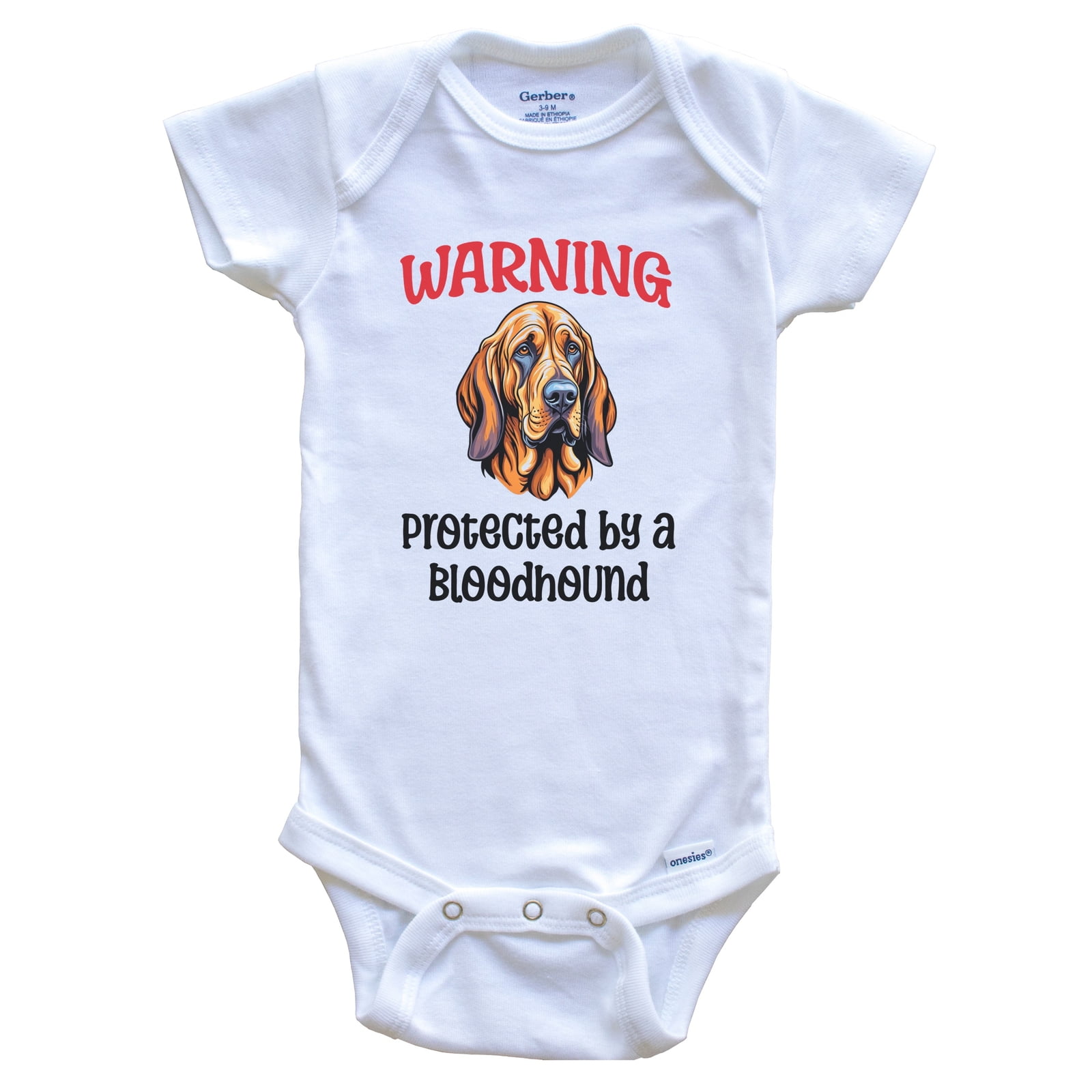 Luvly Warning Protected By A Bloodhound Funny Dog Breed Baby Bodysuit ...