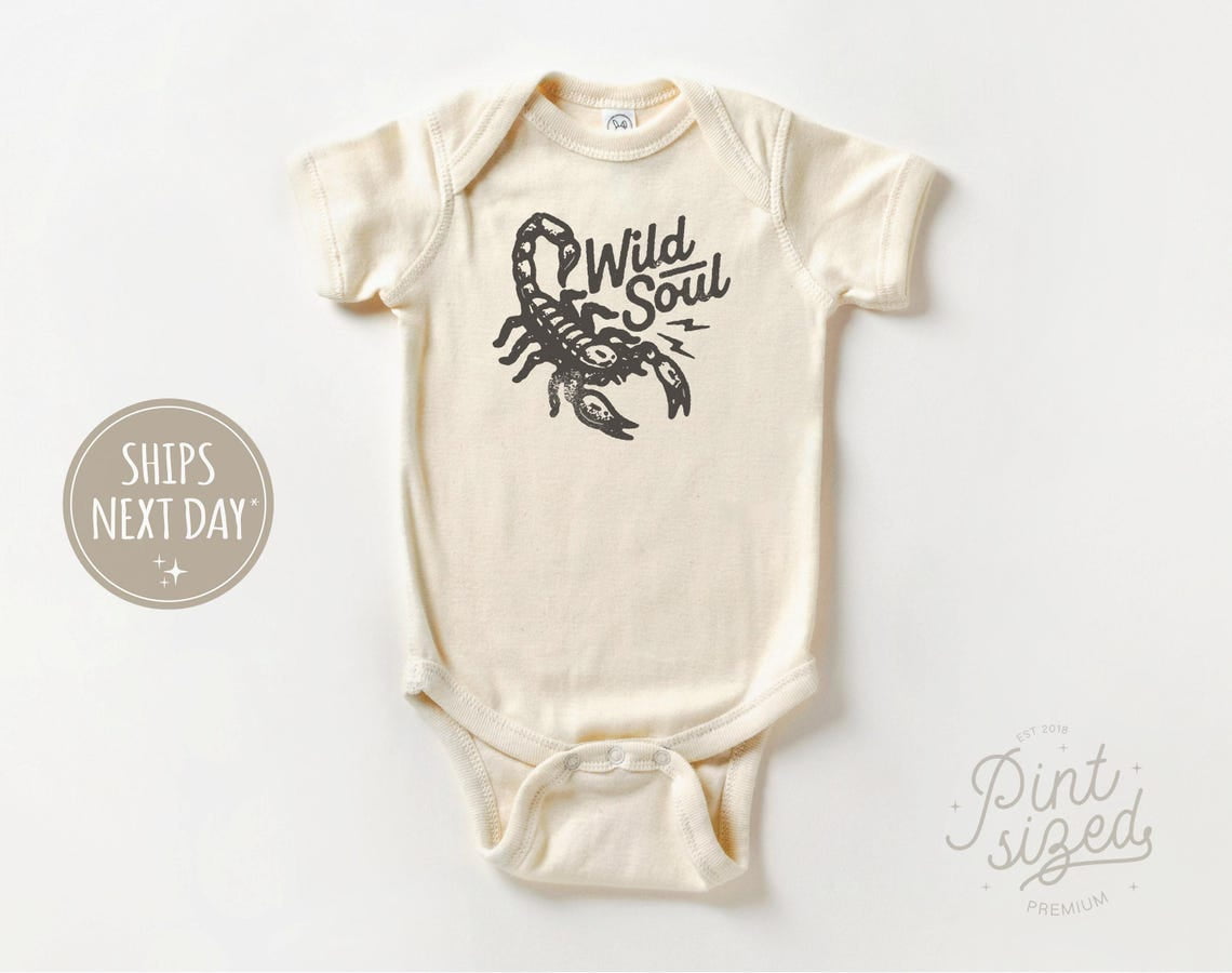 Luvly Wild Soul Baby - Retro Hipster Bodysuit - Scorpion Natural , New ...