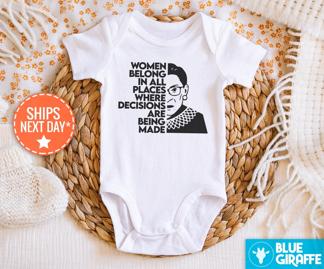 Luvly Women Belong In All Places Bodysuit, Cute Rbg Baby, Feminism Baby ...