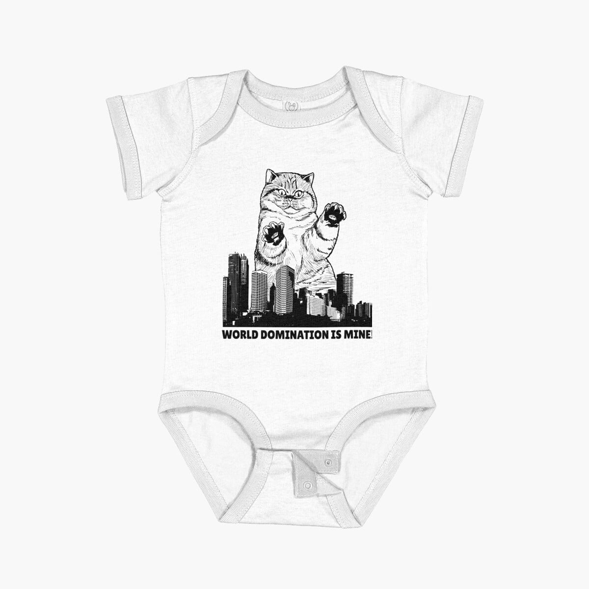 Luvly World Domination Is Mine! Funny Cat Short Sleeve Baby One-Piece ...