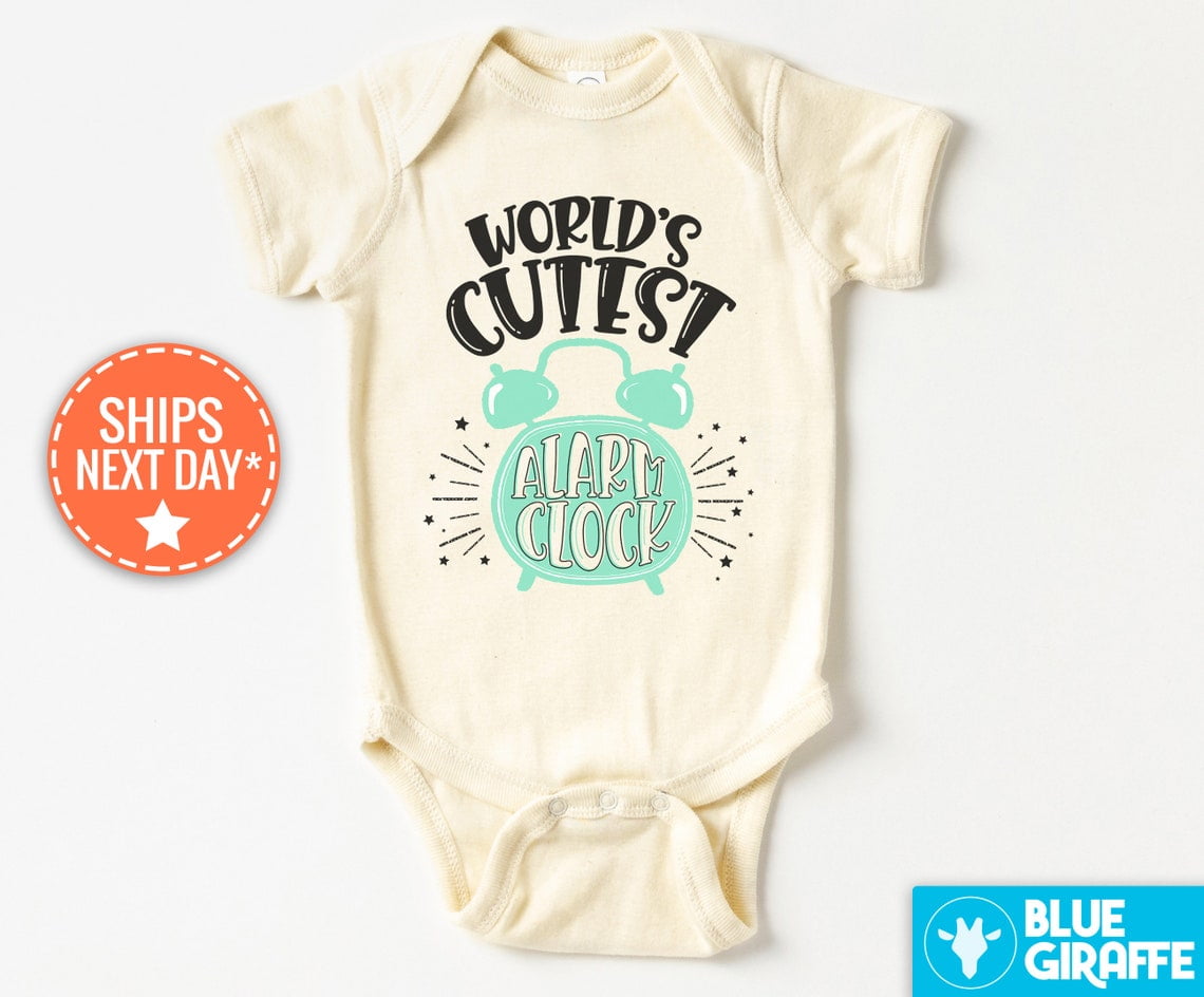 Luvly World'S Cutest Alarm Clock Bodysuit, Funny Baby, Cute Newborn ...
