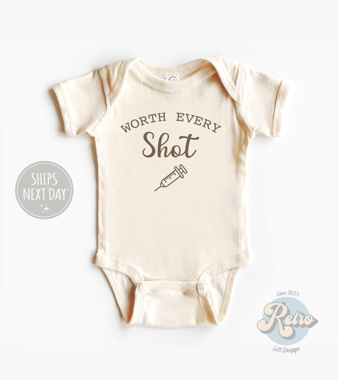 Luvly Worth Every Shot Bodysuit Retro Rainbow Baby Ivf Rainbow Baby ...