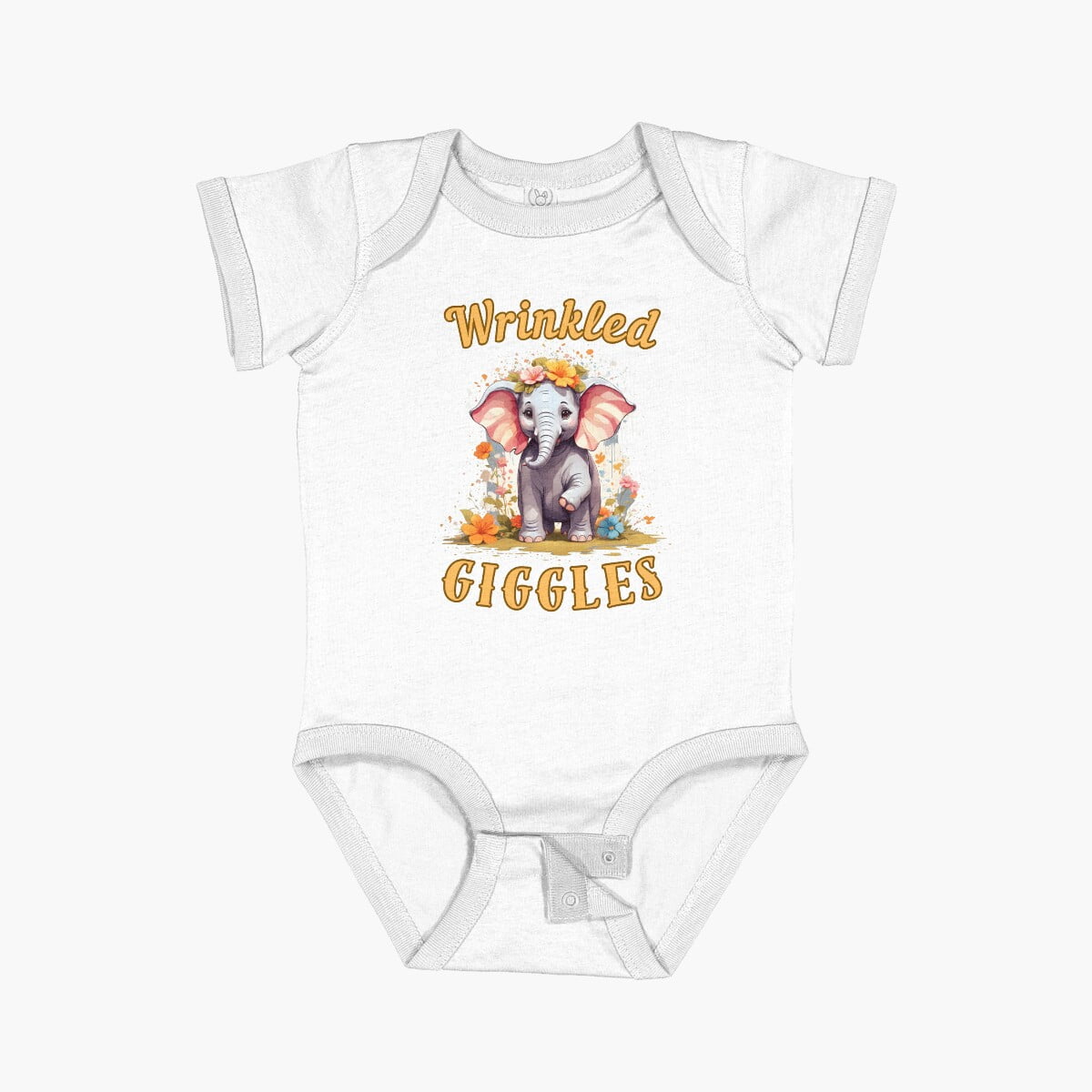 Luvly Wrinkled Giggles. Funny Elephant Short Sleeve Baby One-Piece, New ...