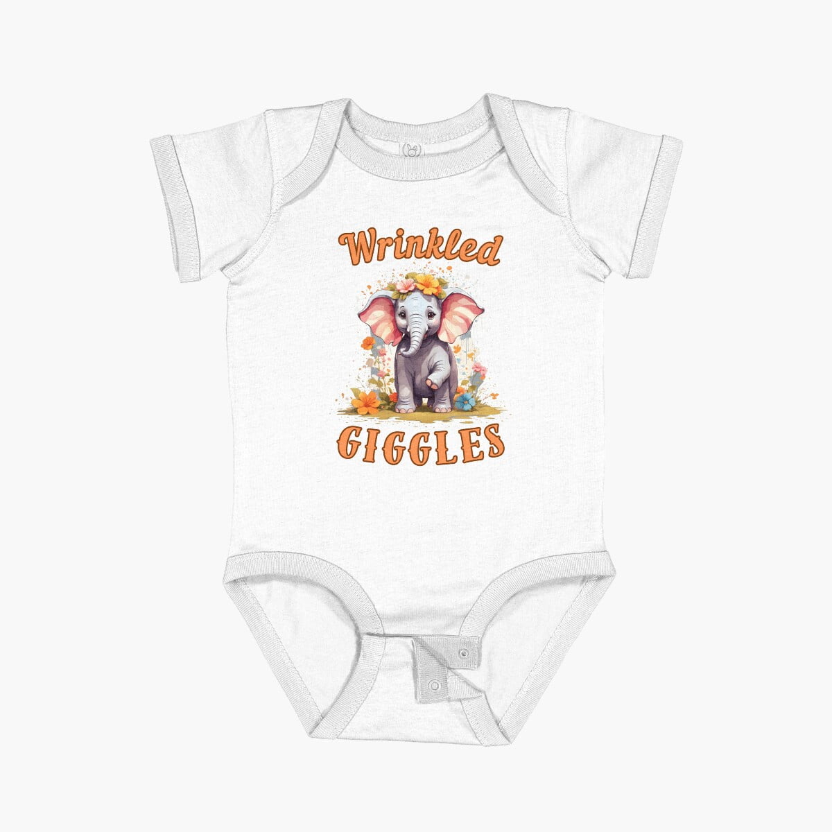 Luvly Wrinkled Giggles. Surreal Elephant Short Sleeve Baby One-Piece ...
