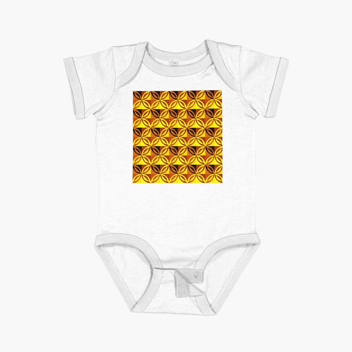 Luvly Yellow, Burnt Orange, Brown Mid-Century Modern Pattern Short ...