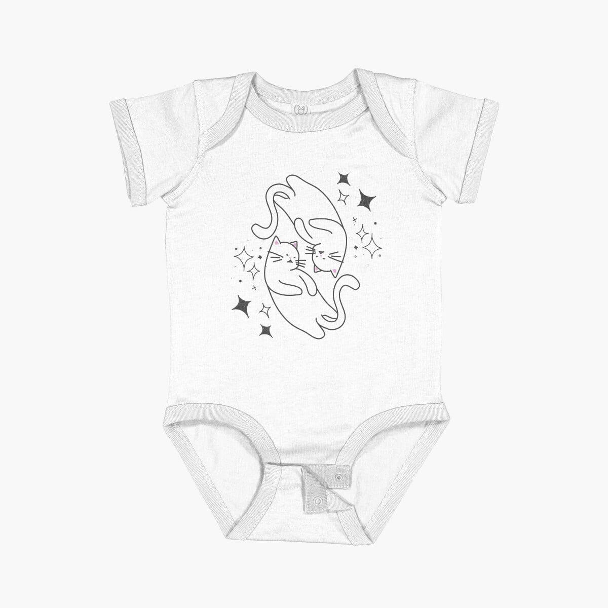 Luvly Yin Yang Cute Napping Cats Short Sleeve Baby One-Piece, New Born ...