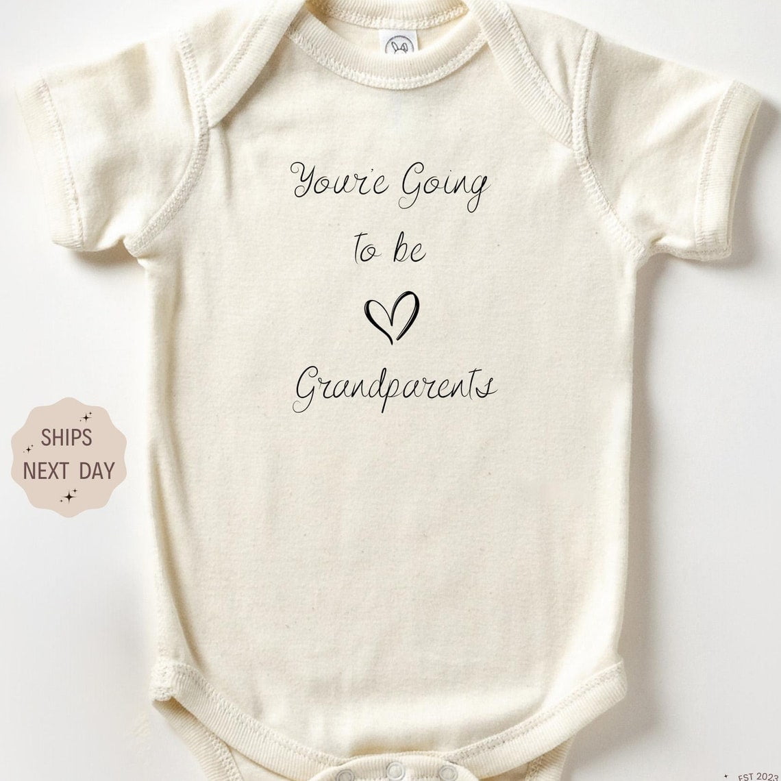 Luvly Your'E Going To Be Grandparents - Funny Announcement Bodysuit - Cute Natural Baby ...
