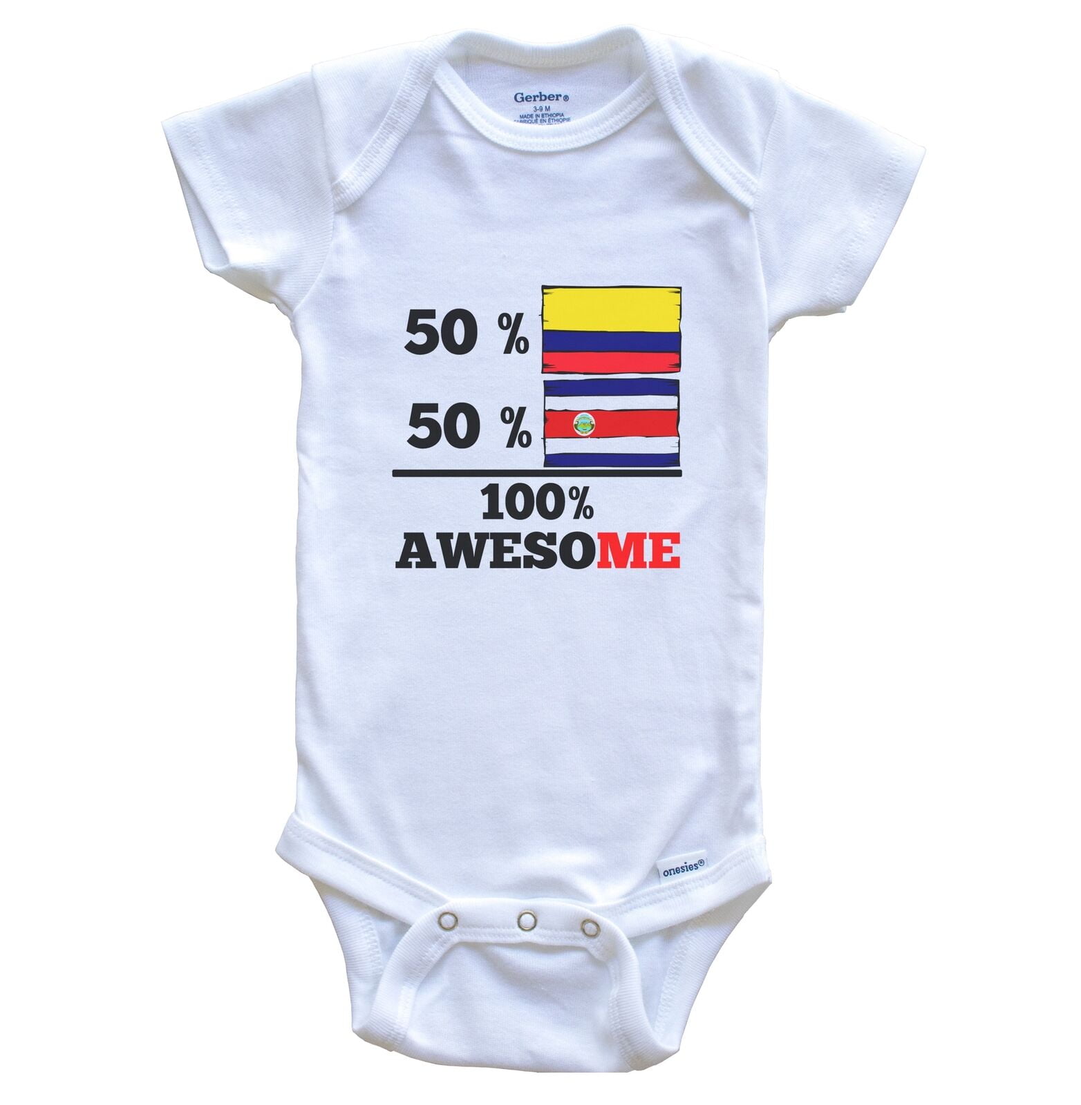 Luvly50% Colombian 50% Costa Rican 100% Awesome Flags Baby Bodysuit ...