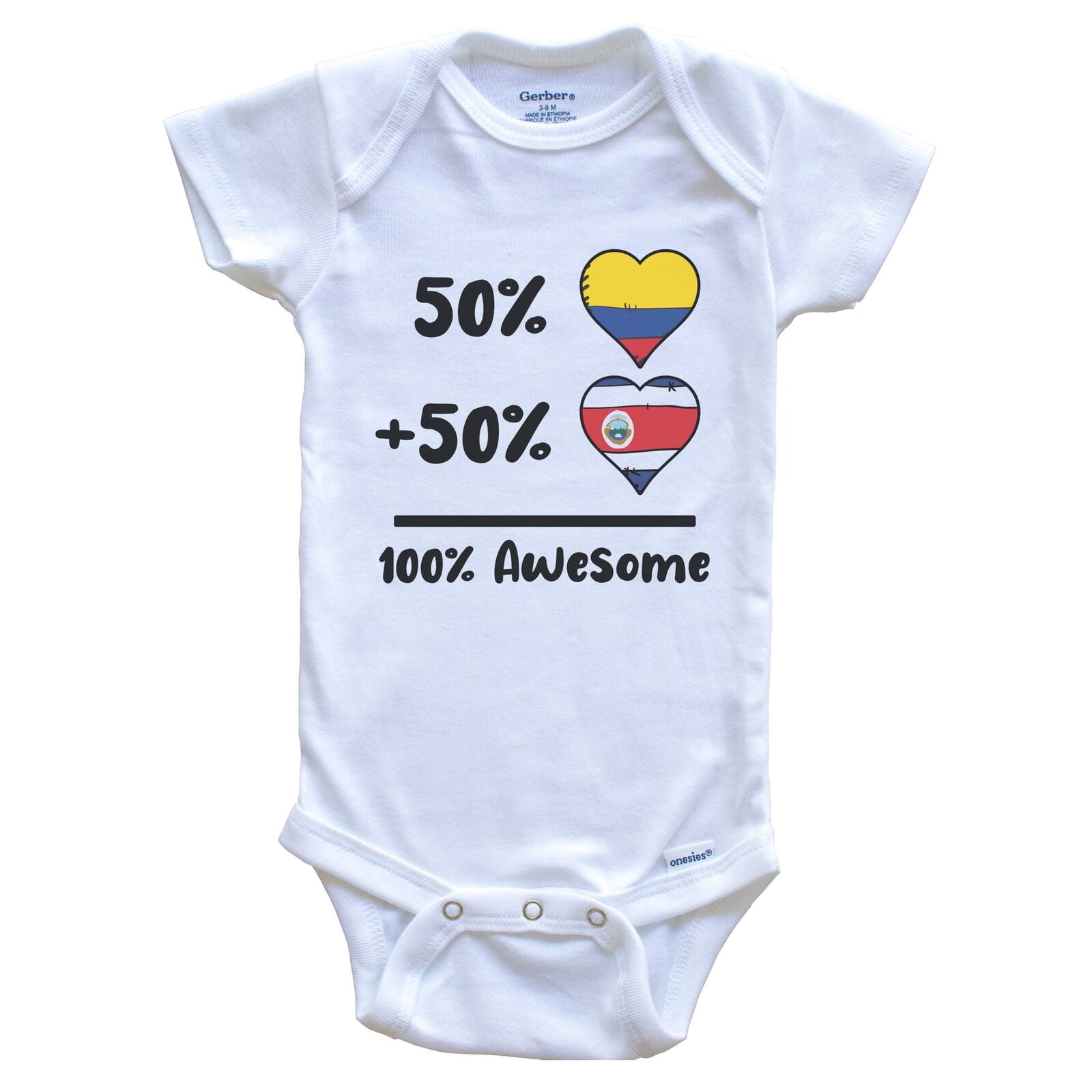 Luvly50% Colombian Plus 50% Costa Rican 100% Awesome Heart Flags Baby ...