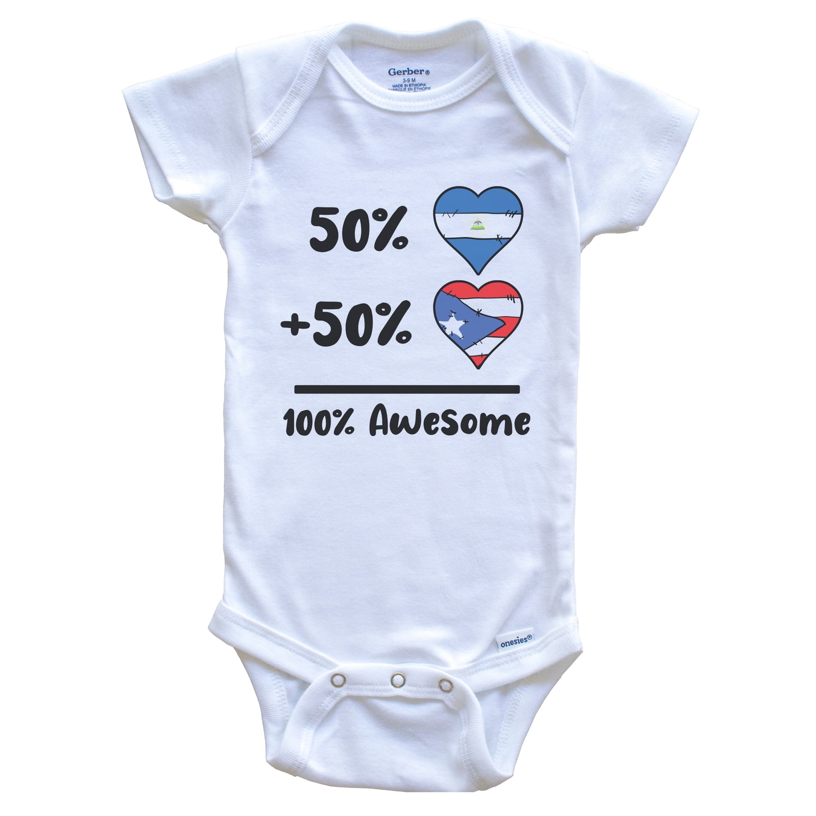 Luvly50% Nicaraguan Plus 50% Puerto Rican 100% Awesome Heart Flags Baby ...