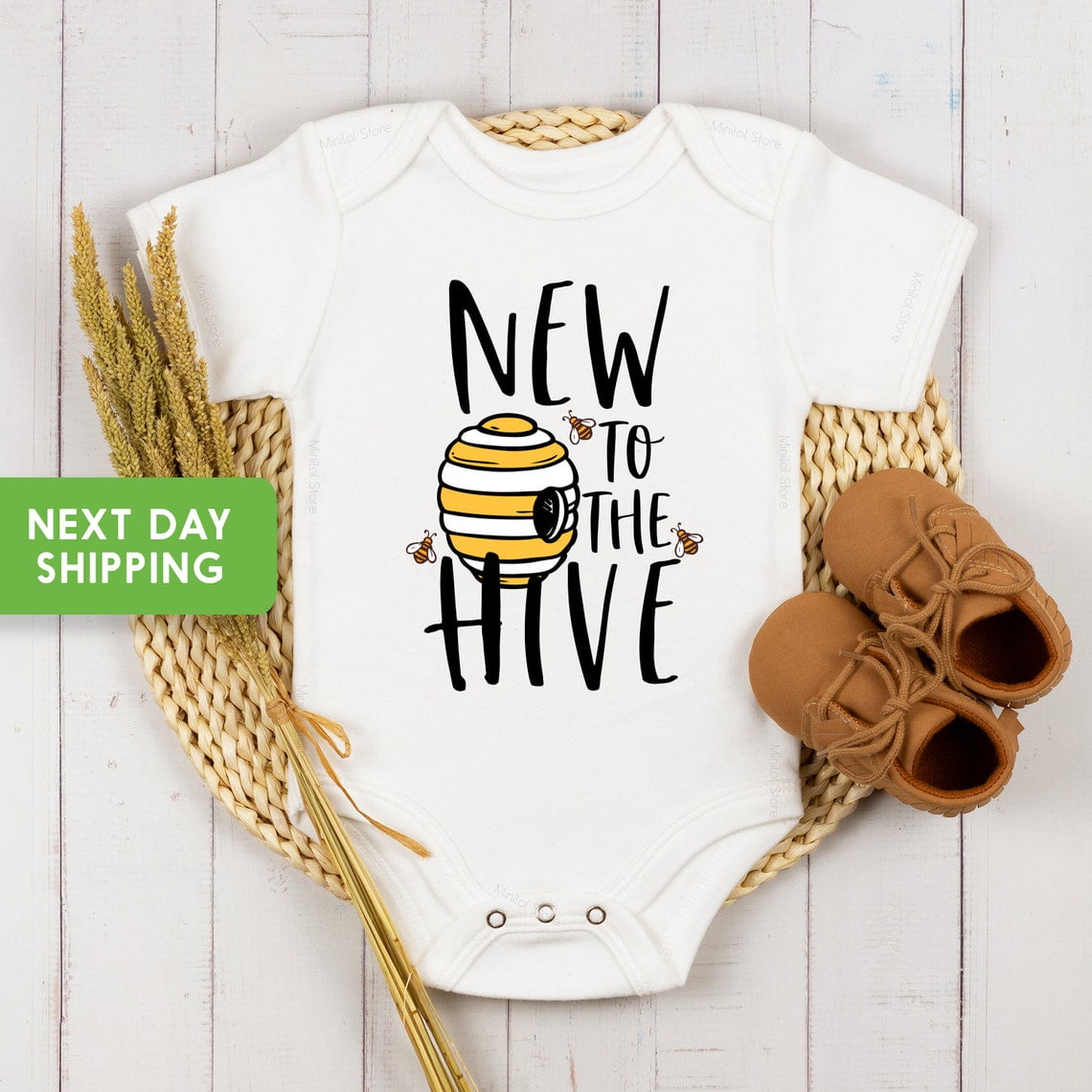 LuvlyBee New To The Hive Cute Bumble Bee New Baby Badysuit,, New Born ...