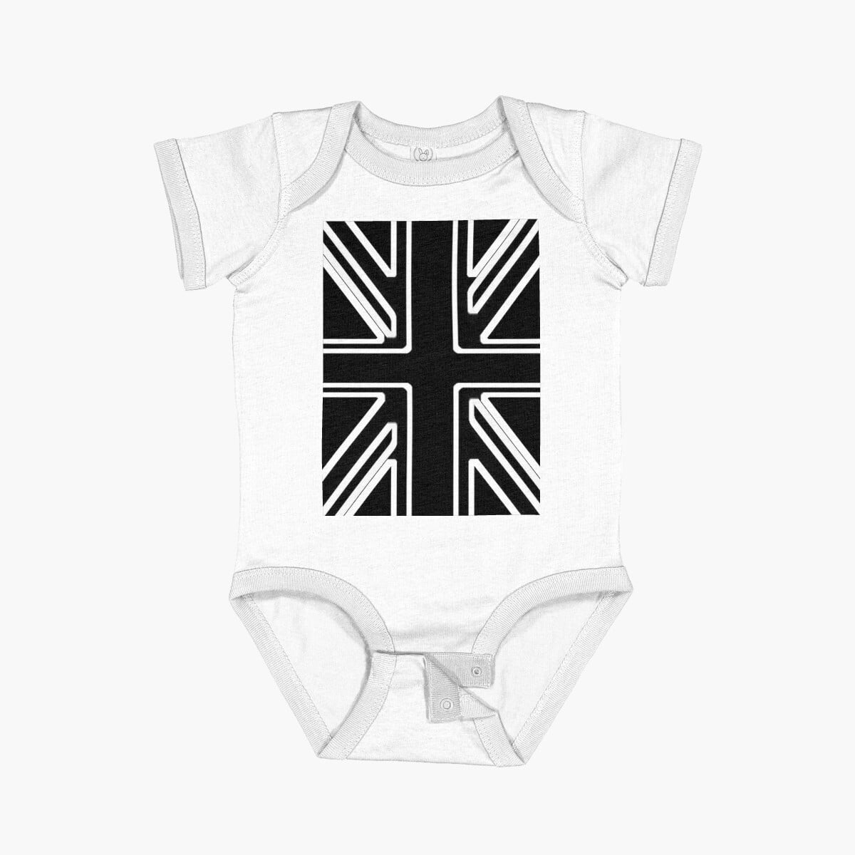 LuvlyBlack & White Union Flag Short Sleeve Baby One-Piece, New Born ...