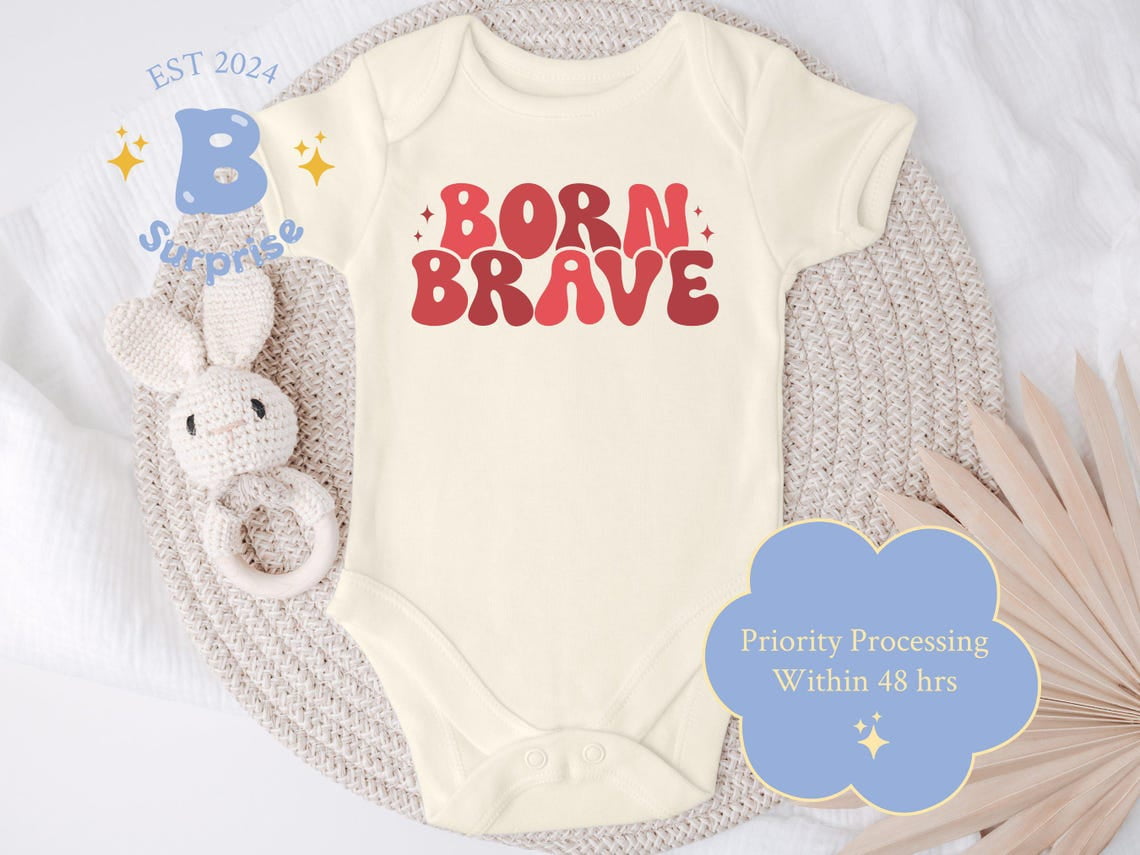 LuvlyBorn Brave | Inspirational Baby Bodysuit | Natural Color Infant ...