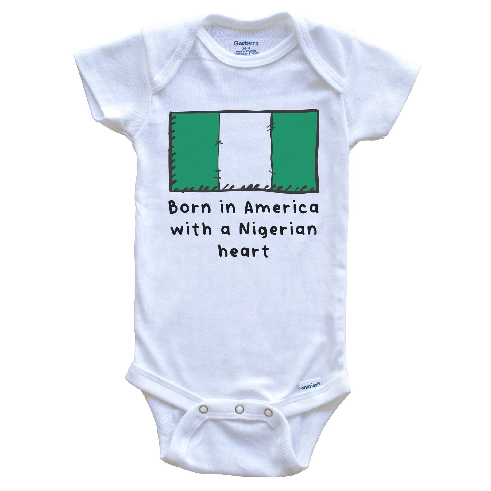 LuvlyBorn In America With A Nigerian Heart Cute Nigeria Flag One Piece ...