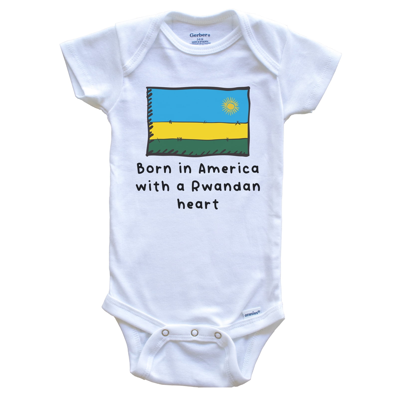 LuvlyBorn In America With A Rwandan Heart Cute Rwanda Flag One Piece ...