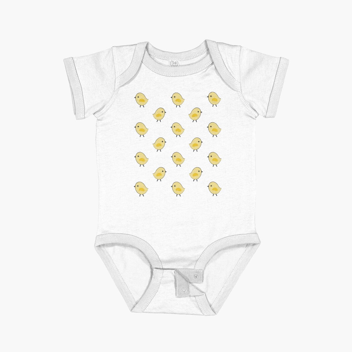 LuvlyBusy Chicks Pattern - Mustard Yellow Short Sleeve Baby One-Piece ...