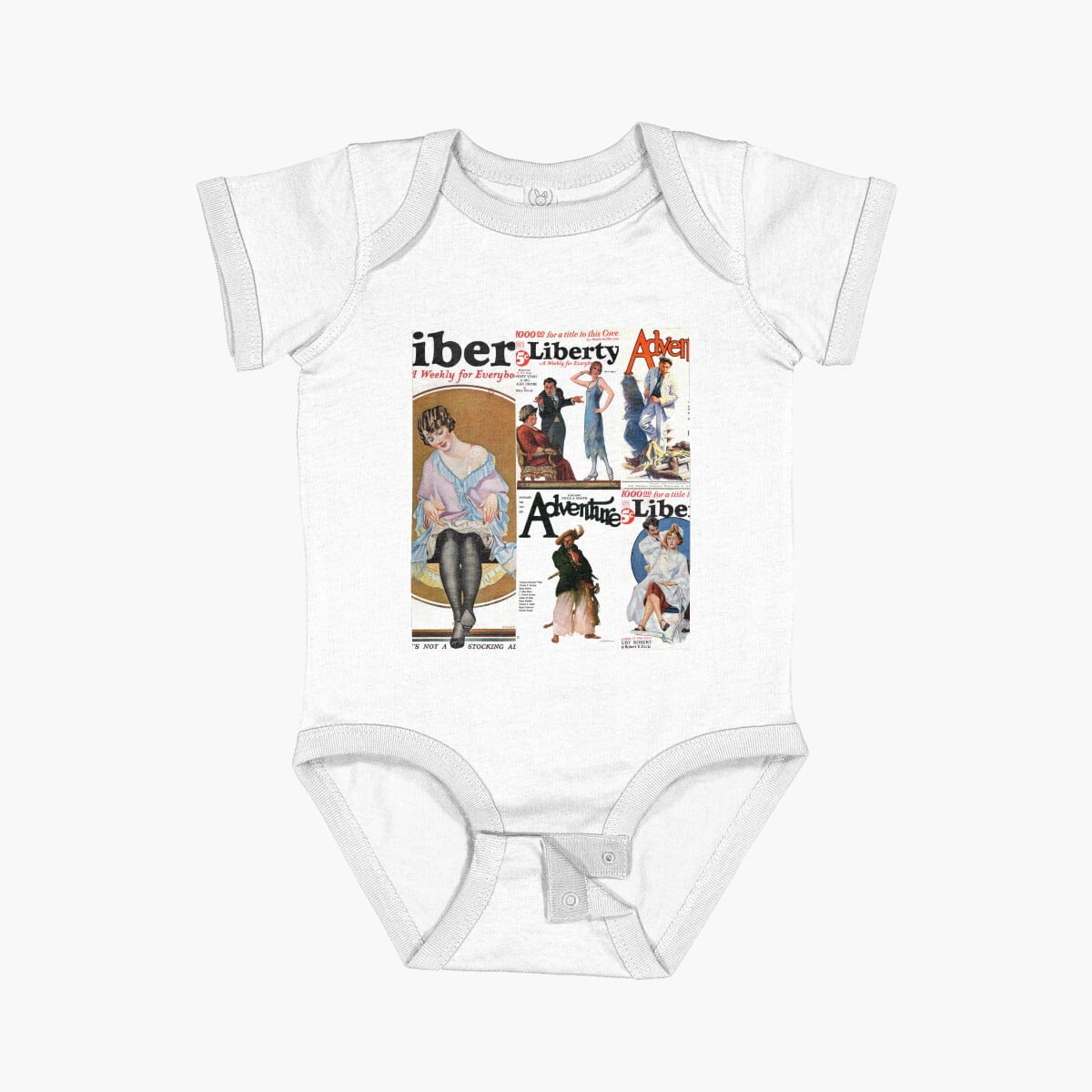 LuvlyClic Vintage Magazine Montage Set #2 Short Sleeve Baby One-Piece ...