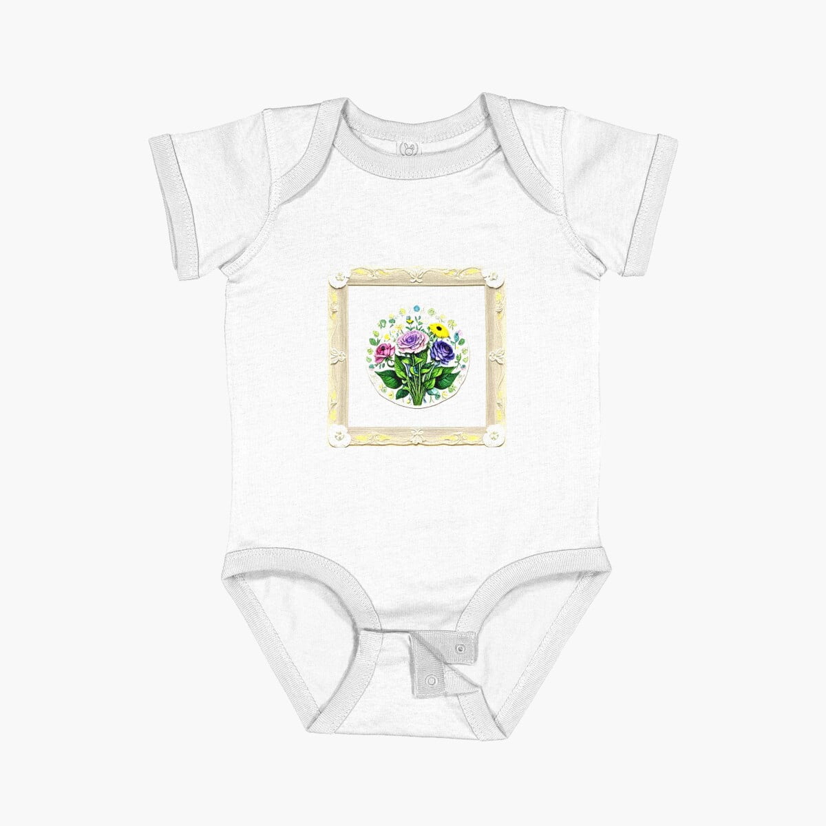 LuvlyColorful Mosaic Stained Gl Flower Art Print Short Sleeve Baby One ...