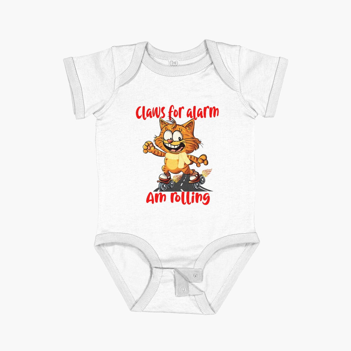 Luvly Cute Cat; Claws For Alarm, Am Rolling Short Sleeve Baby One-Piece ...