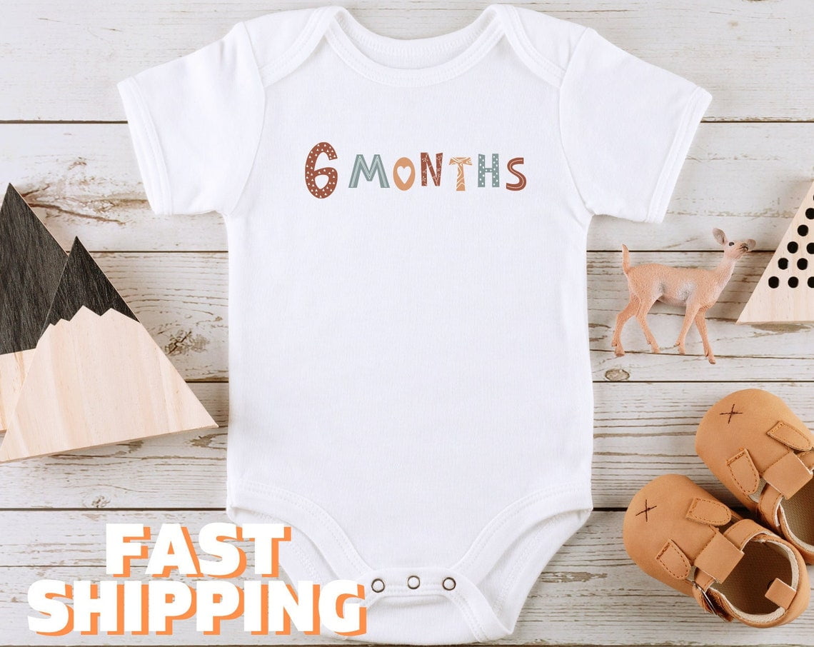 LuvlyCute Monthly Milestone Baby Onesies® Brandsix Months Milestone ...