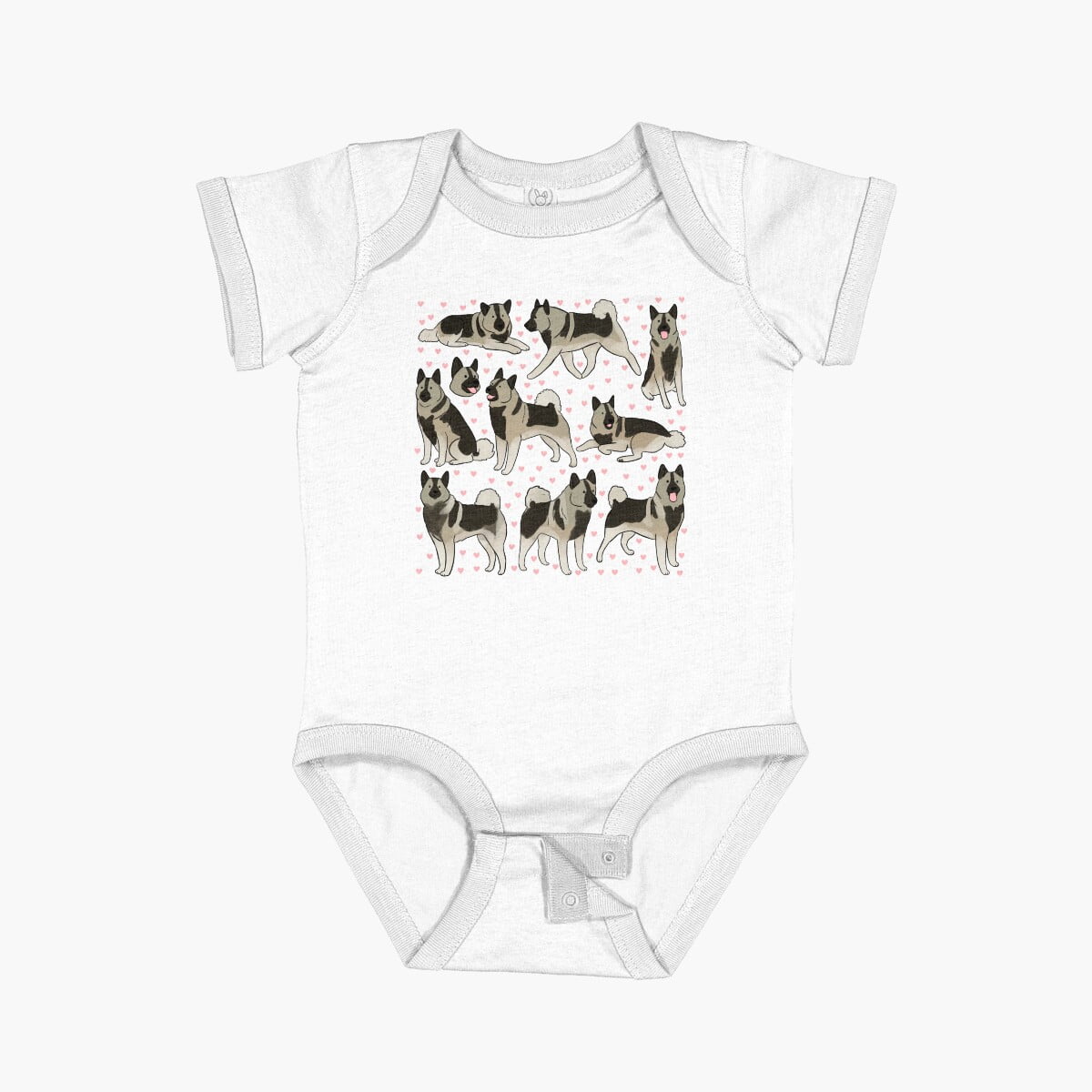 LuvlyCute Norwegian Elkhound Pattern Short Sleeve Baby One-Piece, New ...