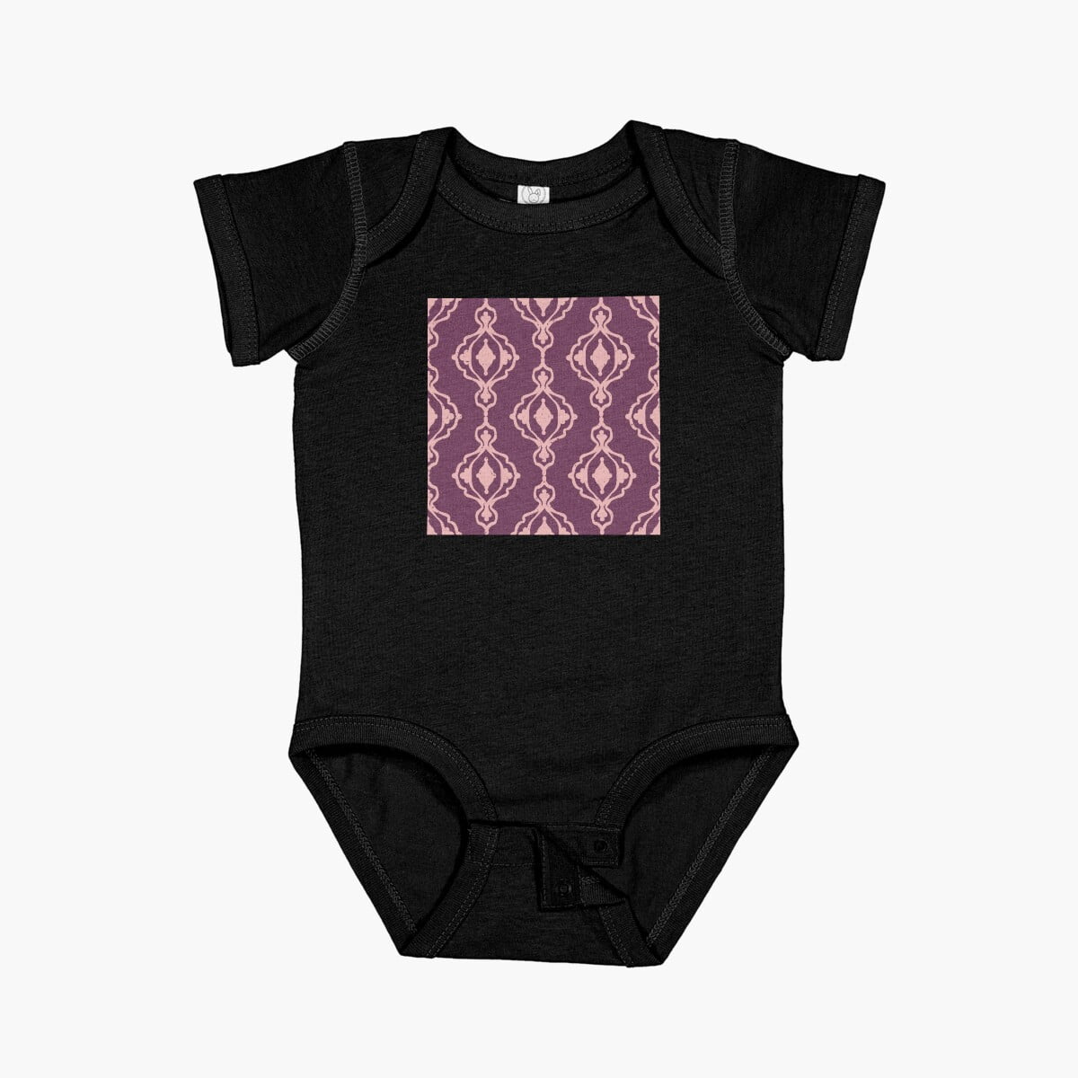 LuvlyDacha Arabesque Pattern - Beet + Rose Short Sleeve Baby One-Piece ...
