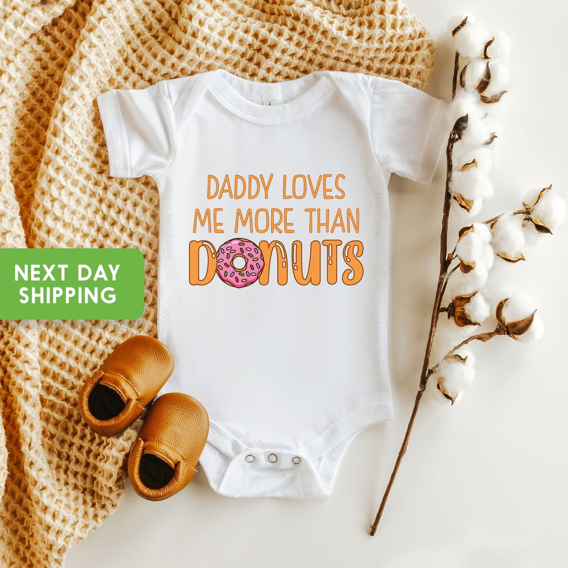 LuvlyDaddy Donuts, New Dad, Daddy Loves Me Bodysuit, Funny Doughnut Baby , New Born, Baby Shower ...
