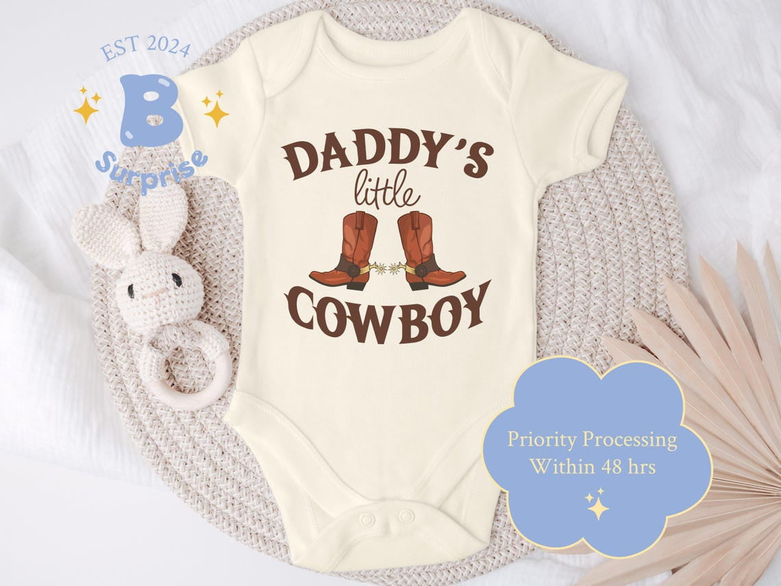 LuvlyDaddy'S Little | Baby Boy Bodysuit | Western Baby Outfit | Infant ...