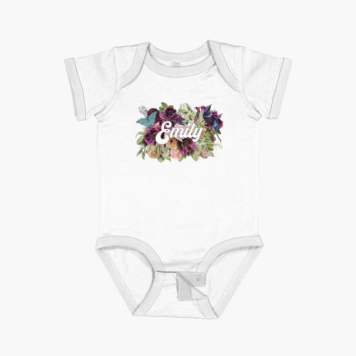 LuvlyEmily Boho Flower Name Collage Short Sleeve Baby One-Piece, New ...