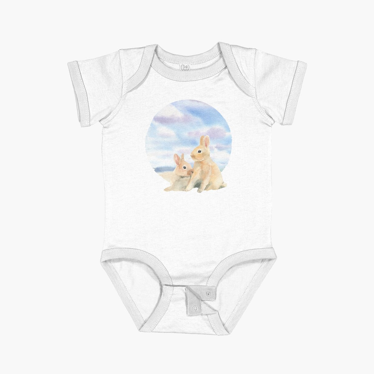 LuvlyFarm Animals Bunny Rabbits Short Sleeve Baby One-Piece, New Born ...