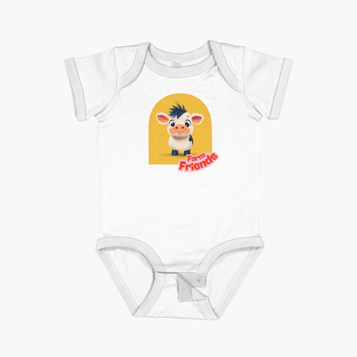 LuvlyFarm Friends – Cute Cow Short Sleeve Baby One-Piece, New Born ...