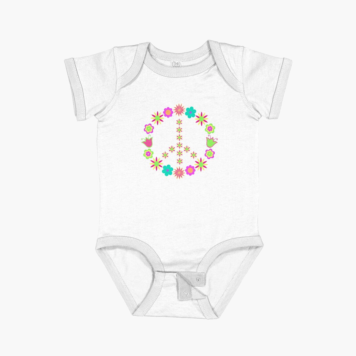 LuvlyFlower Power Peace Sign Short Sleeve Baby One-Piece, New Born ...