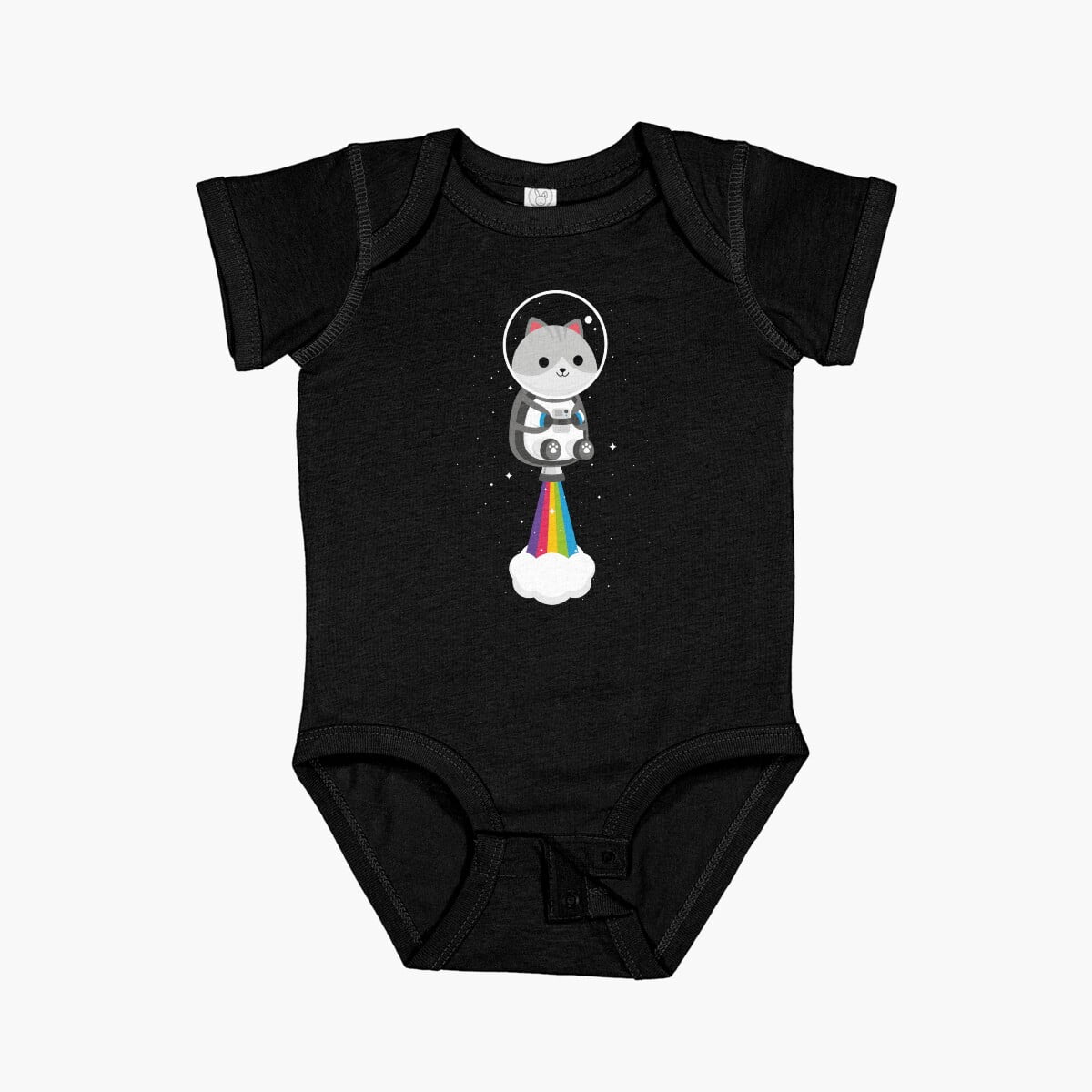 LuvlyFunny Cat Flying Through Space With Rainbow Jetpack Short Sleeve ...