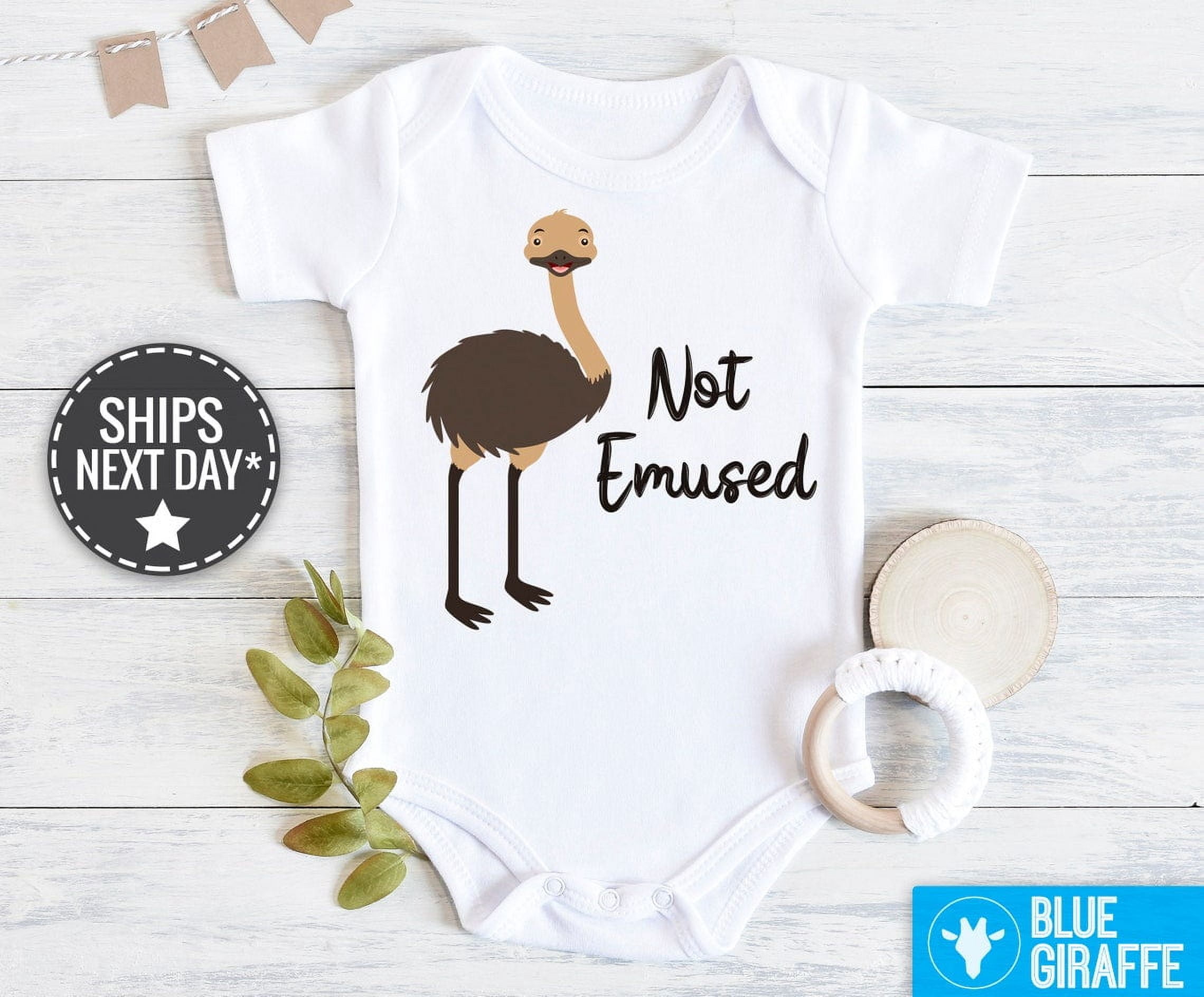 LuvlyFunny Emu Baby, Not Emu-Sed Baby Bodysuit, Funny Animal Pun S ...