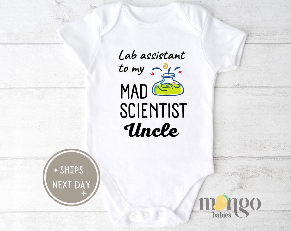 LuvlyFunny Science Baby Onesies® Brand Lab Assistant To My Mad ...