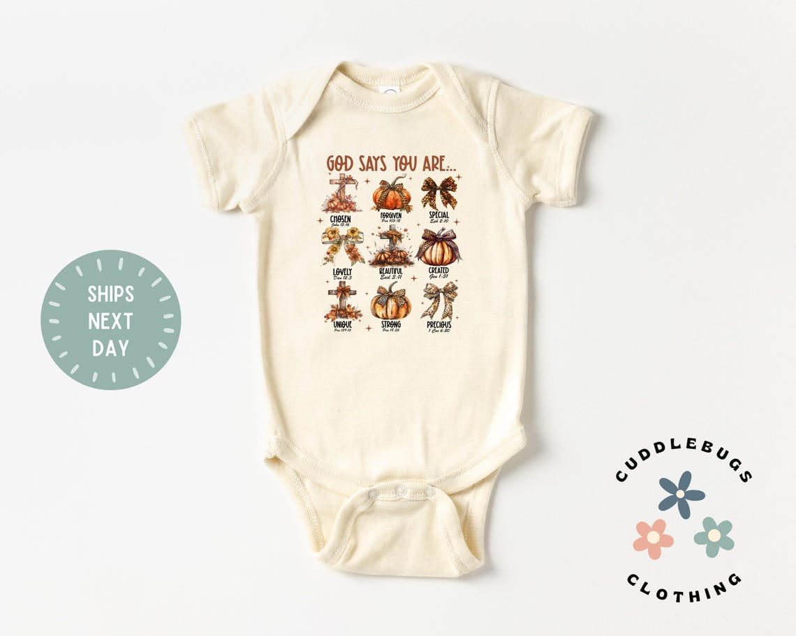 LuvlyGod Says I Am Bible Verses Baby Onsies® Brand Bodysuit - Cute Fall ...