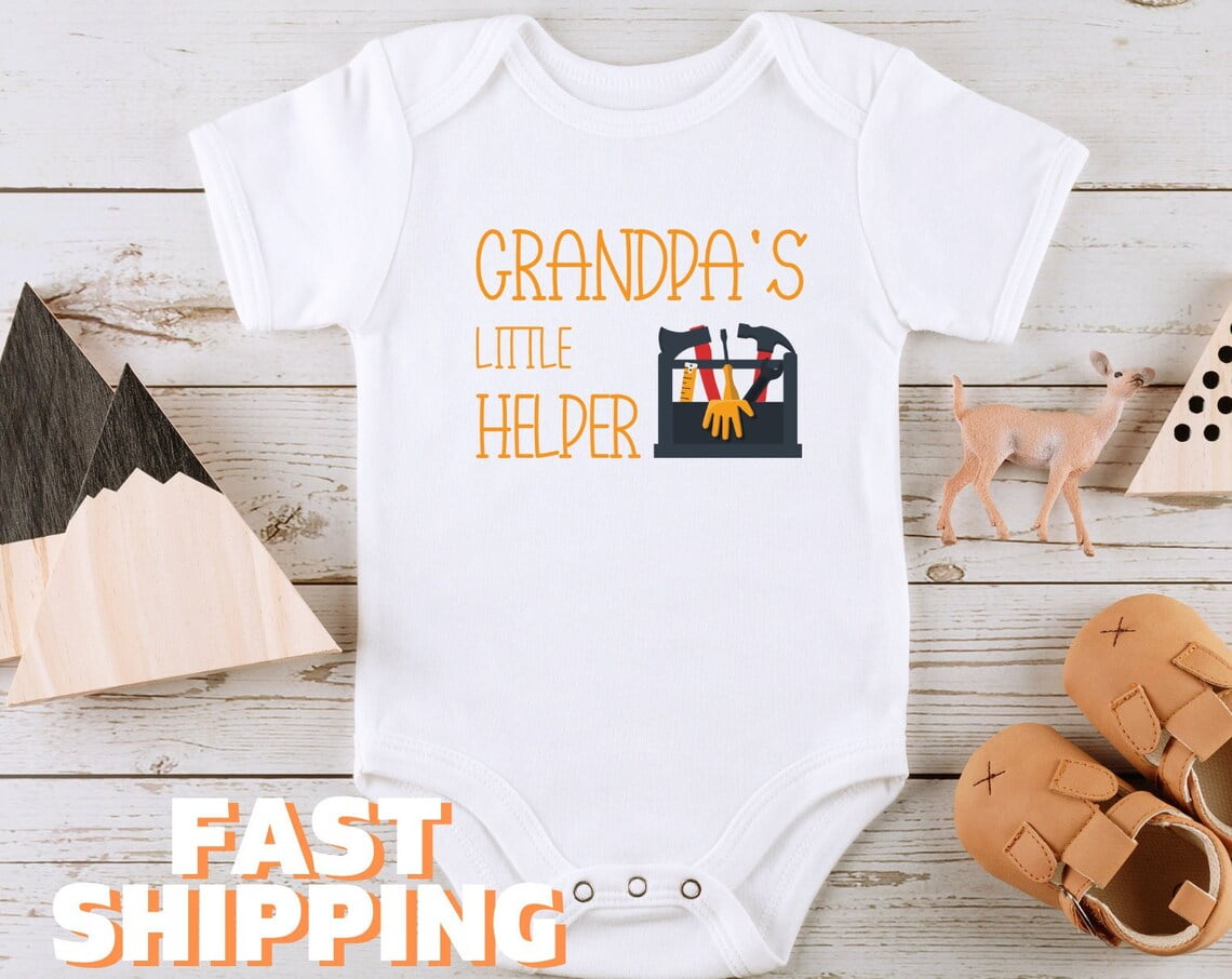 LuvlyGrandpa'S Little Helper Baby, Grandfather Baby Onesie, Cute Baby ...
