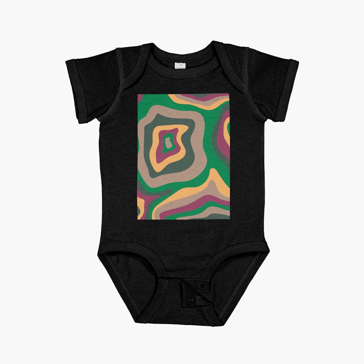 LuvlyGreen And Yellow Abstract Swirl Short Sleeve Baby One-Piece, New ...