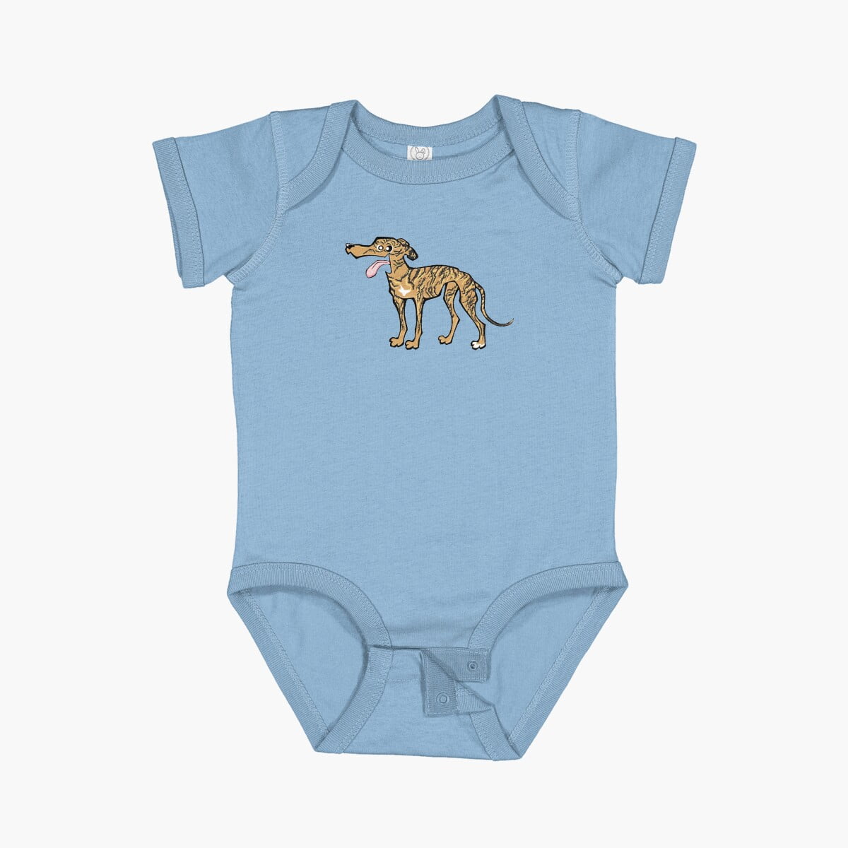 LuvlyGreyhound - Light Brindle (Full Body) Blue Bg Short Sleeve Baby ...