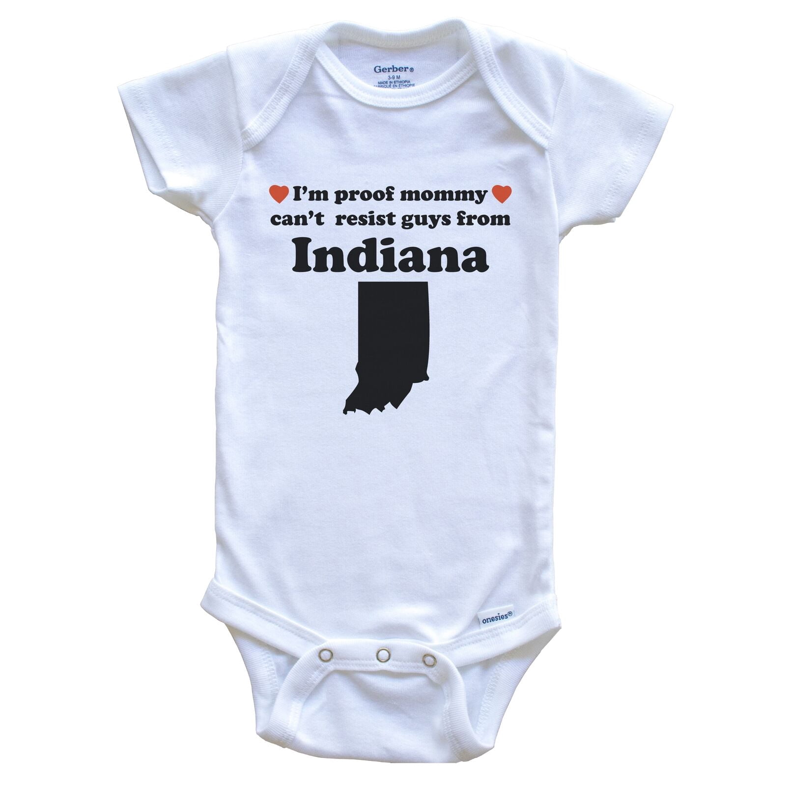 LuvlyI'M Proof Mommy Can'T Resist Guys From Indiana Funny Baby Bodysuit ...