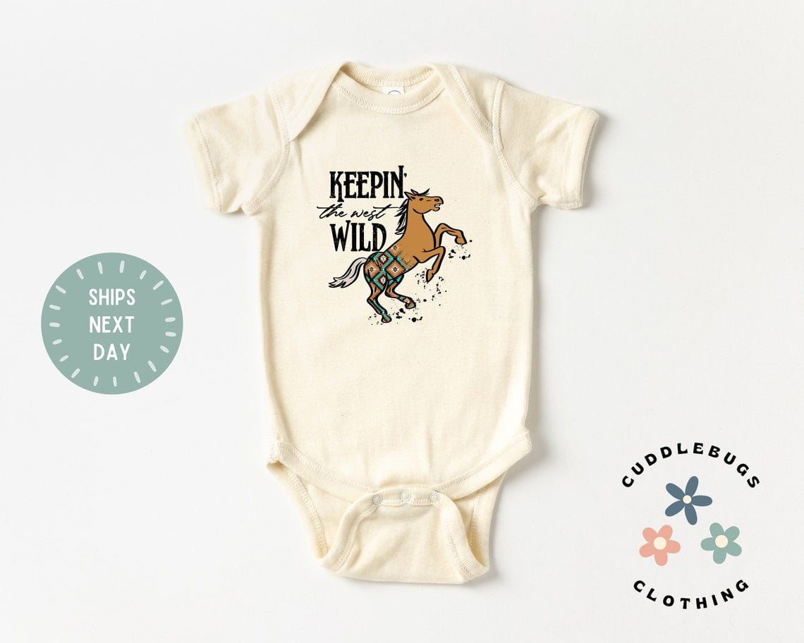 LuvlyKeepin The West Wild Baby Onesies® Bodysuit - Retro Baby Western Bodysuit - - Ranch Hand ...