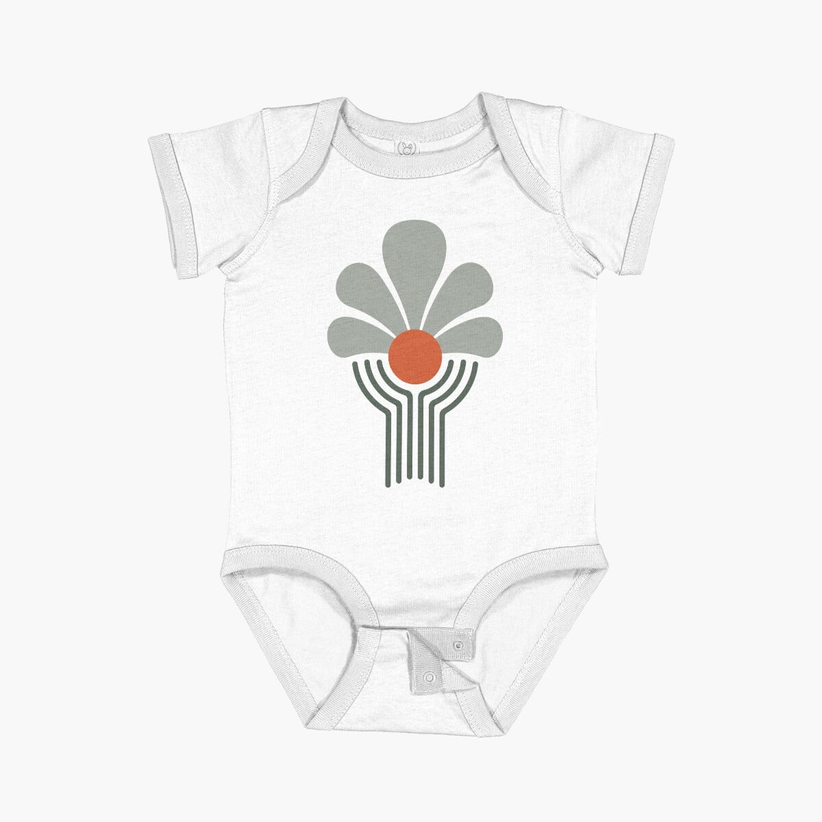 LuvlyKf 0137 C - Vintage Retro 70S Floral Pattern In Gray And Red Short ...
