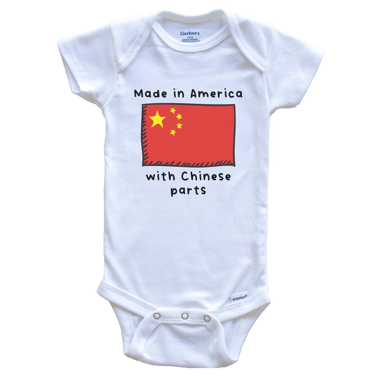 LuvlyMade In America With Chinese Parts China Flag One Piece Baby ...