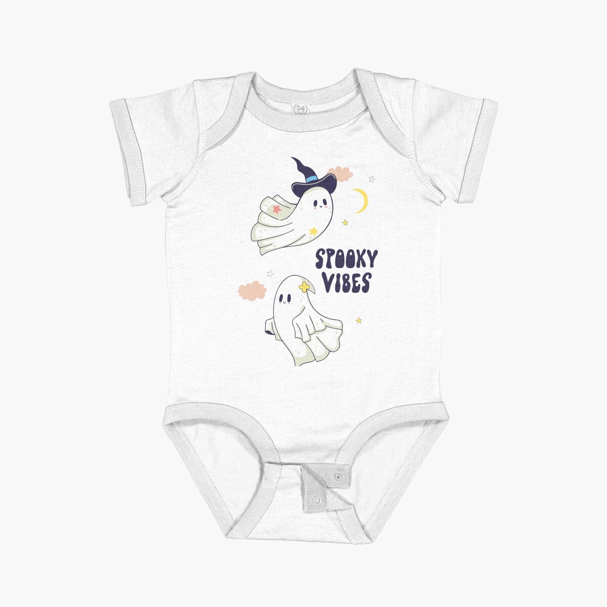 LuvlyMagical Cute Happy Ghosts Short Sleeve Baby One-Piece, New Born ...