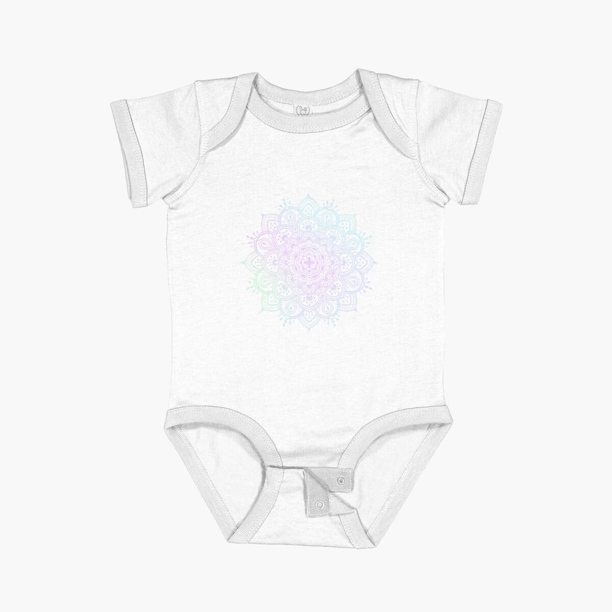 LuvlyMandala Pastel Gradient Flower Short Sleeve Baby One-Piece, New ...