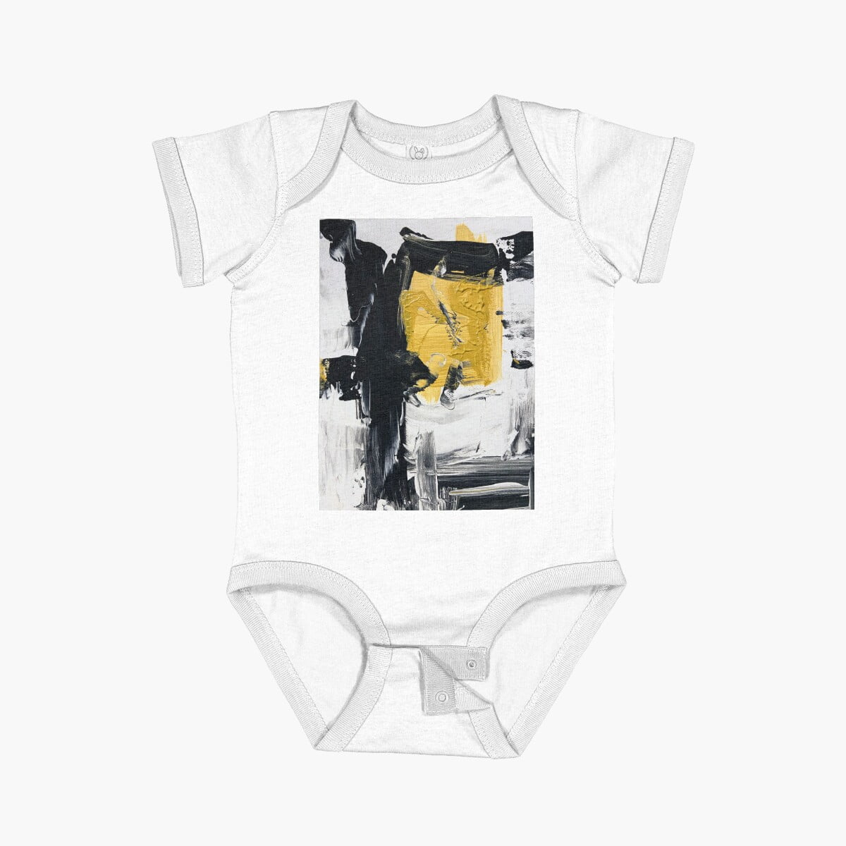 LuvlyModern Minimal Abstract Black White And Mustard Short Sleeve Baby ...
