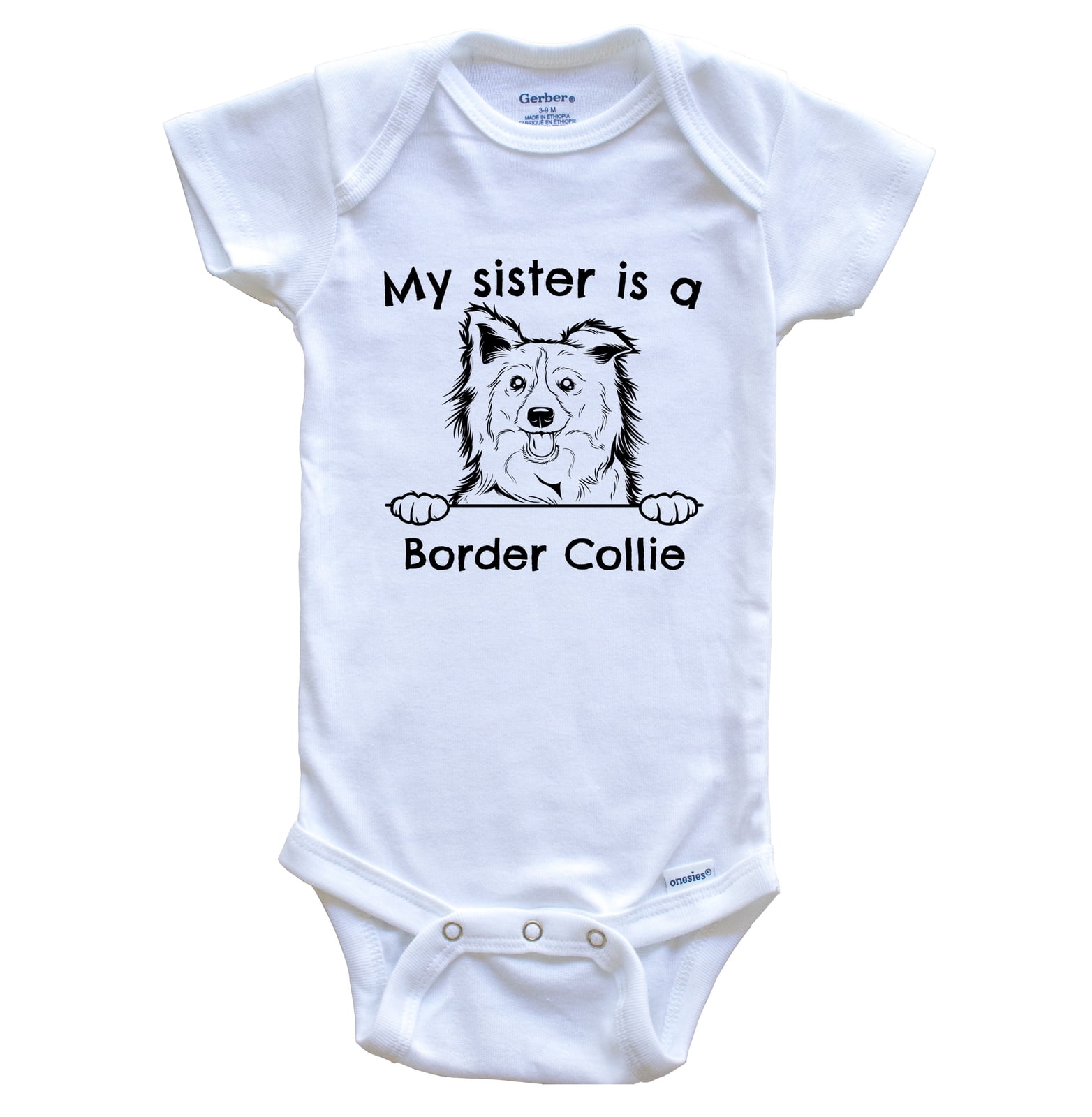 LuvlyMy Sister Is A Border Collie Dog Breed One Piece Baby Bodysuit ...