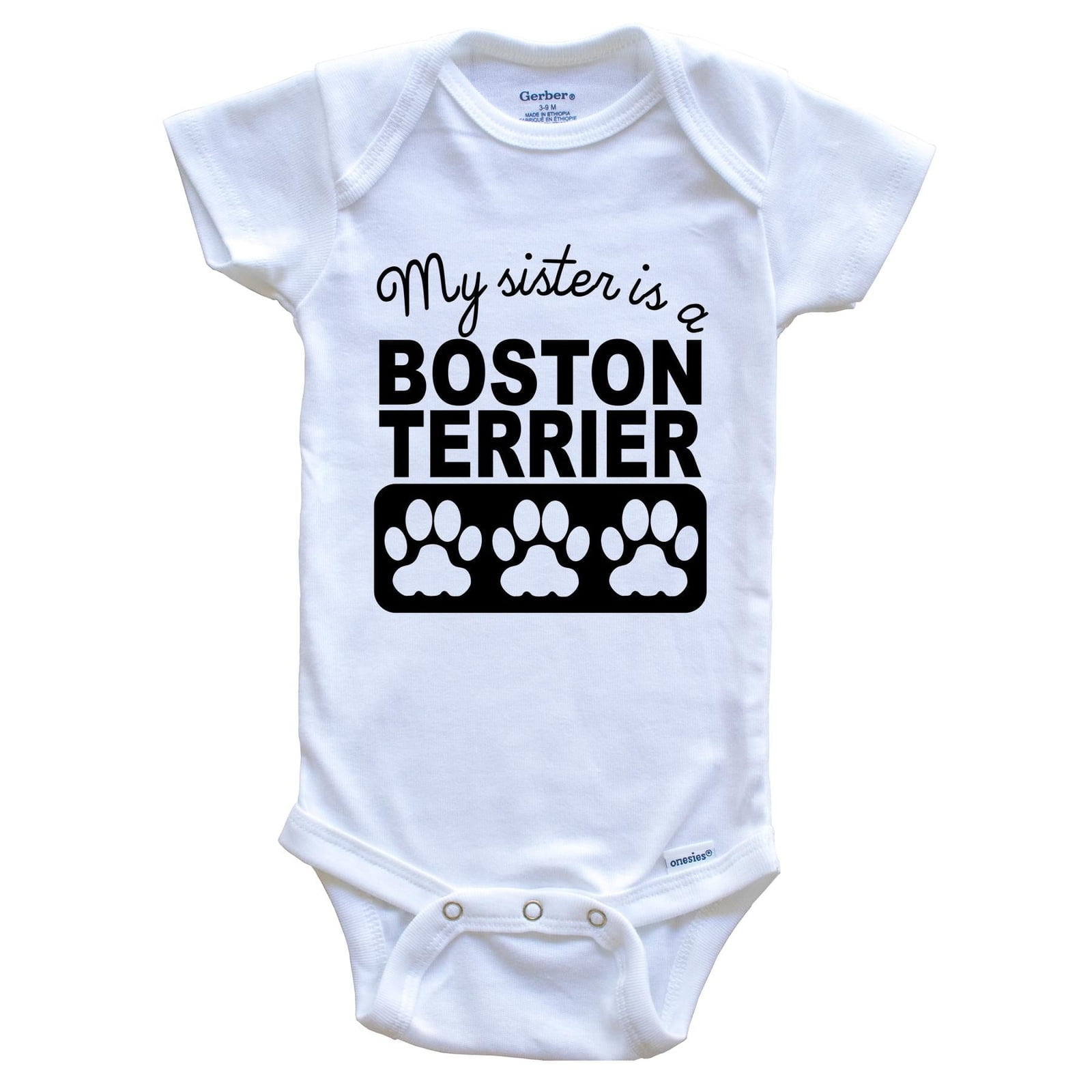 LuvlyMy Sister Is A Boston Terrier One Piece Baby Bodysuit One Piece ...