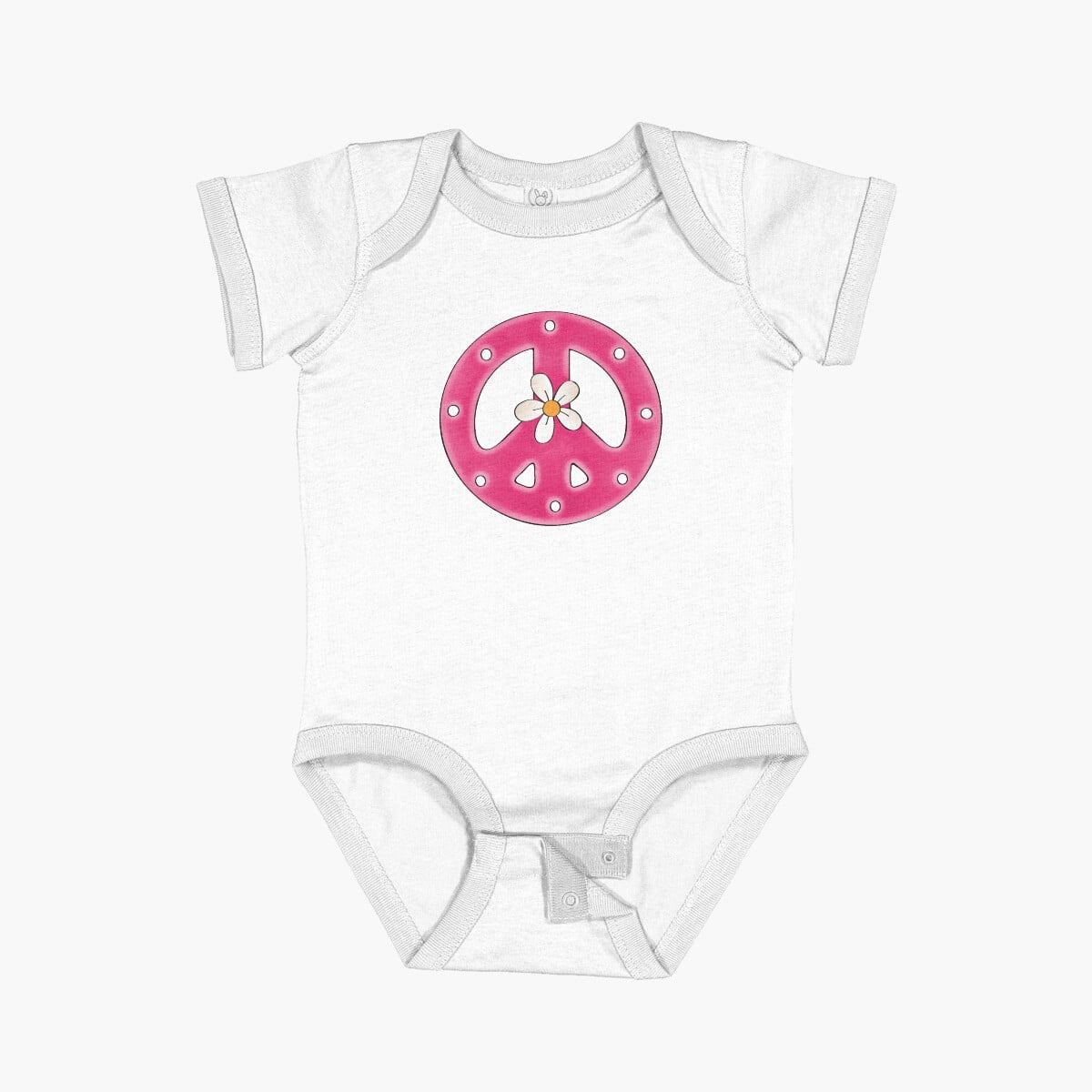 LuvlyPink Peace Sign With Daisy Short Sleeve Baby One-Piece, New Born ...