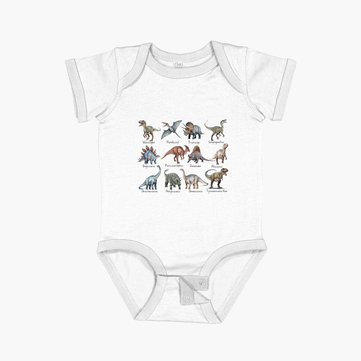 LuvlyRealistic Dinosaur Chart With Labeled Type Names Short Sleeve Baby ...